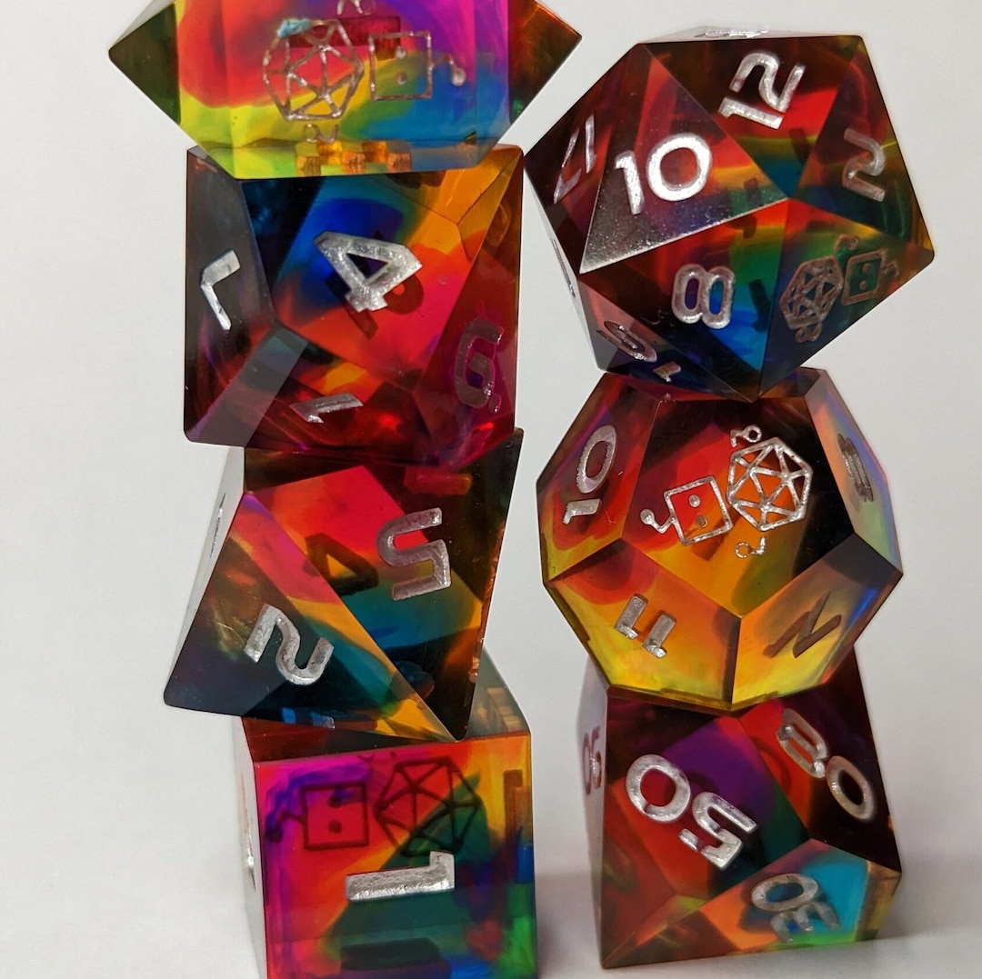 Dice Set Custom - Over the Rainbow Sunset - Handmade Resin Dice for D&D ...