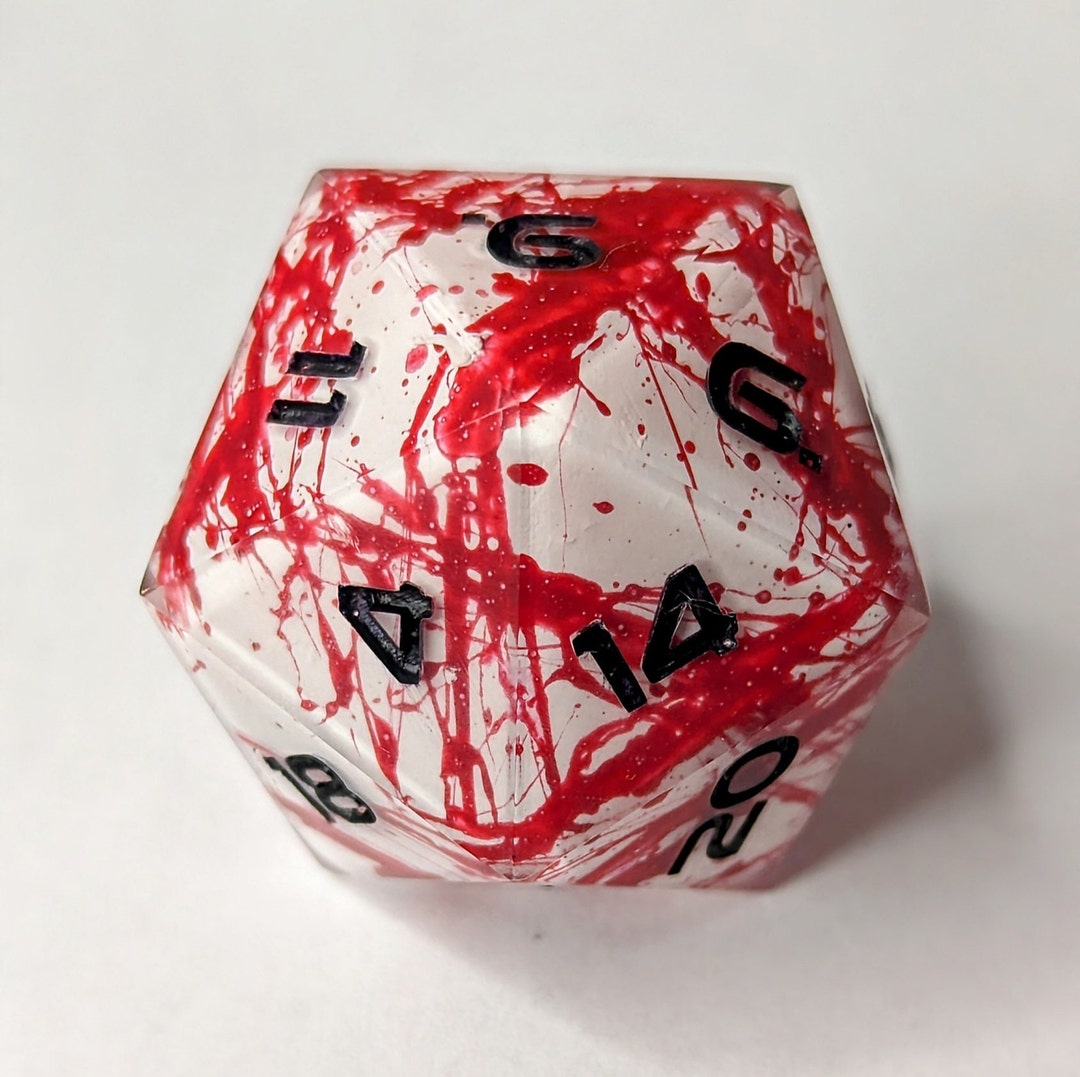 Jumbo D20 Custom Dice - Blood Splatter Shell Insert Dice - Handmade ...