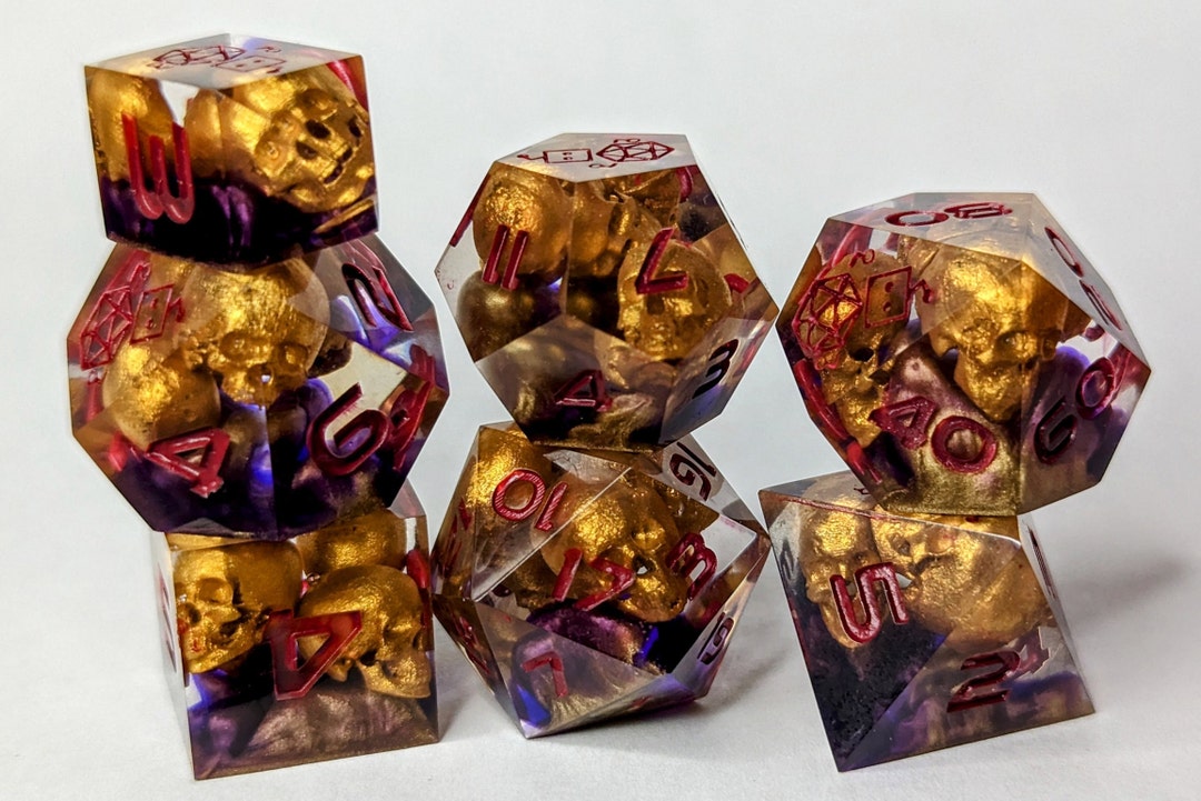 Dice Set Custom Cursed Idol Golden Skulls Handmade Resin Dice for D&D ...