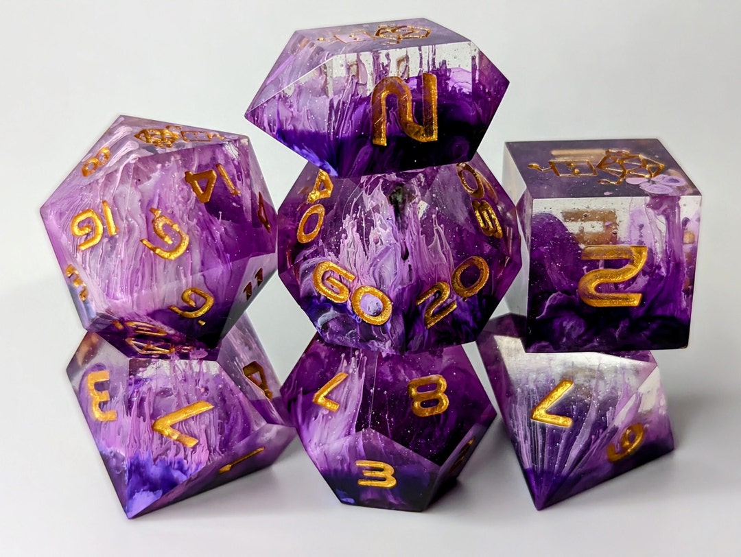 Dice Set Custom Purple Drip Petri Handmade Resin Dice for D&D and ...