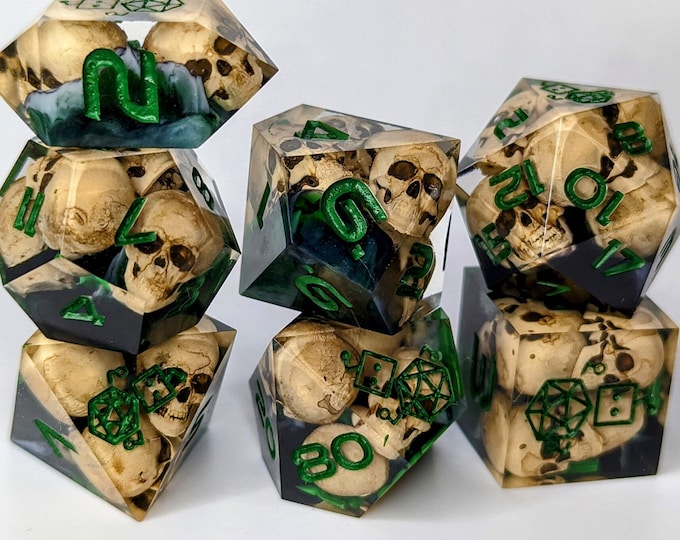 D20 Skull Geode 33mm Dice Sharp Edge, D&D Dice Set for Dungeons and ...