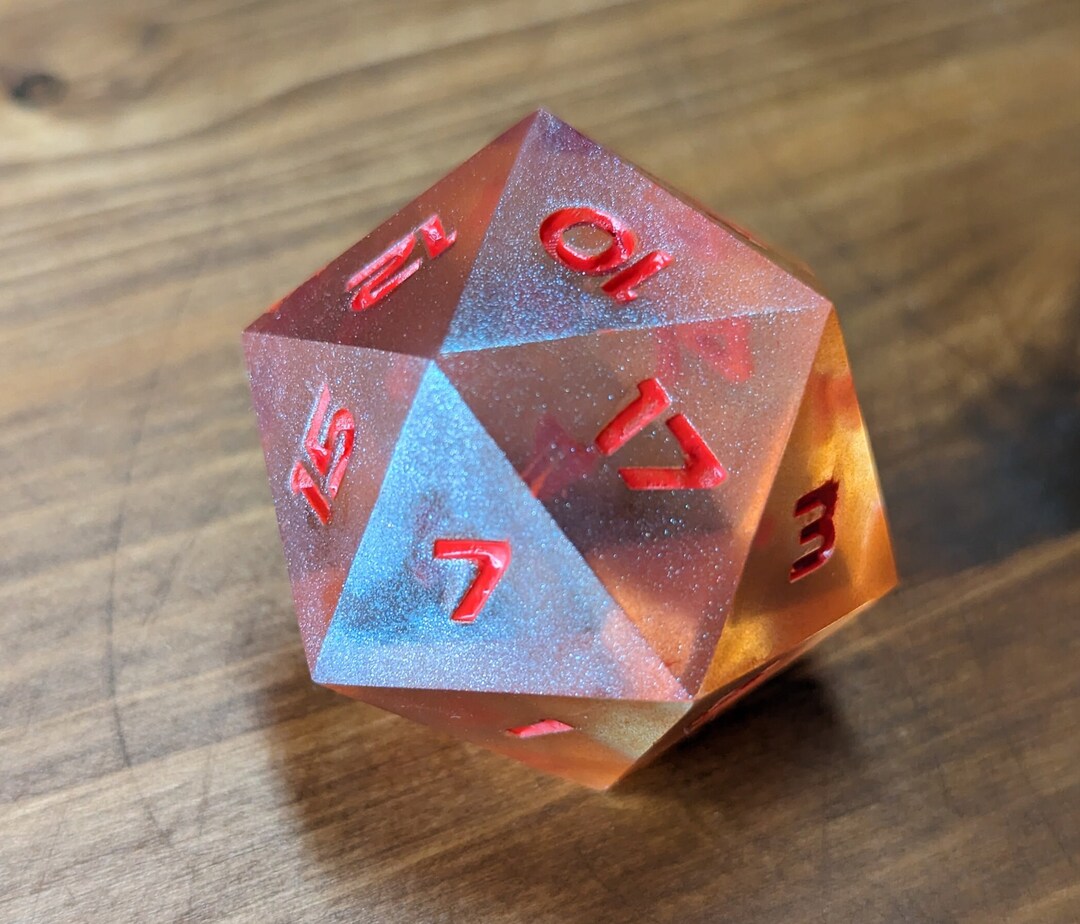 Jumbo D20 Custom Dice - Feywild Flame Color Changing Glitter - Handmade ...