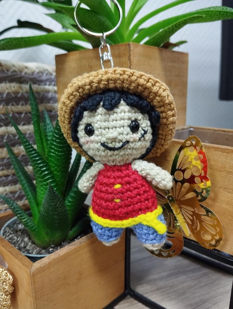 One Piece Luffy Crochet Keychain, Amigurumi - Etsy