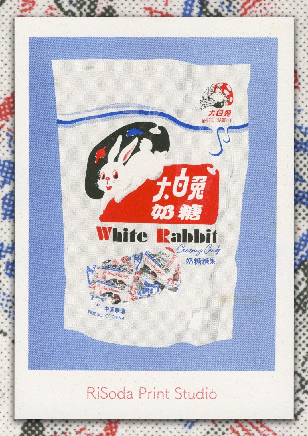 White Rabbit Candy Risograph Print - Etsy