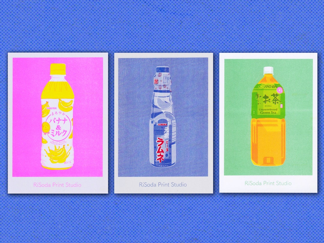 Japanese Drinks Risograph Trio - Etsy