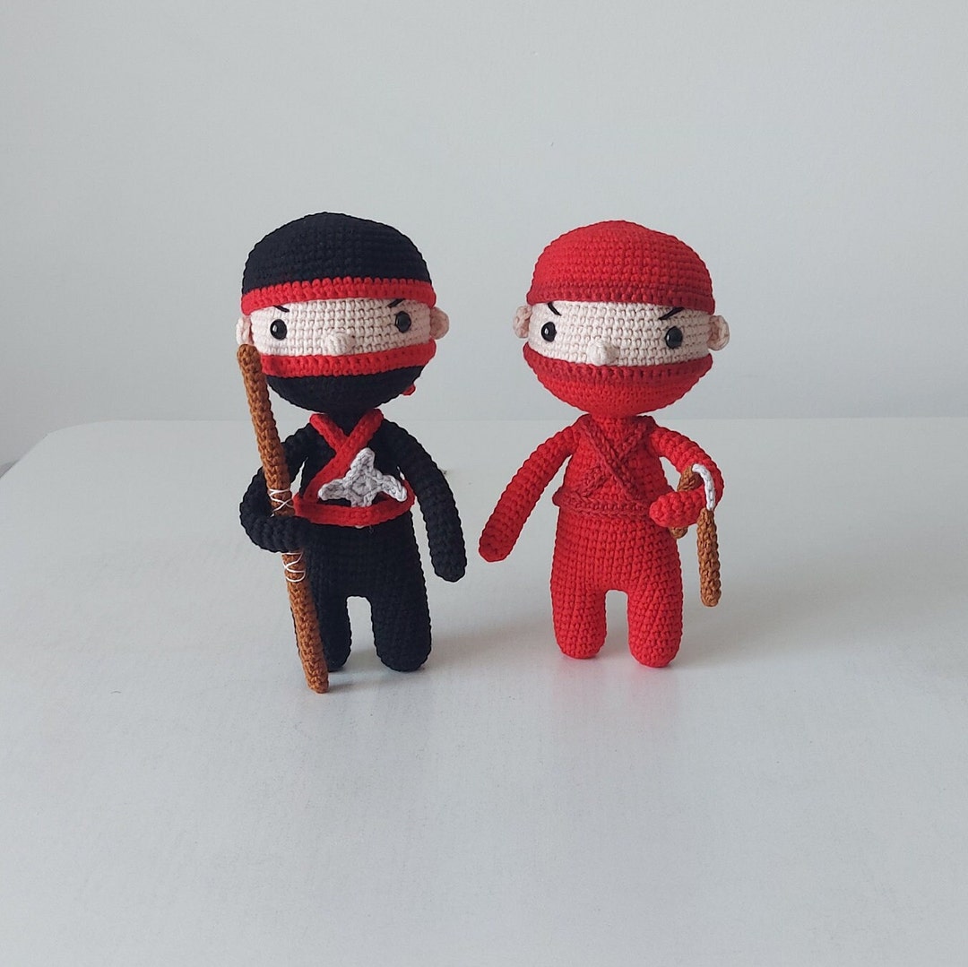 Crochet Ninja, Amigurumi Ninja Doll With Weapons, Crochet Stuffed Toy ...
