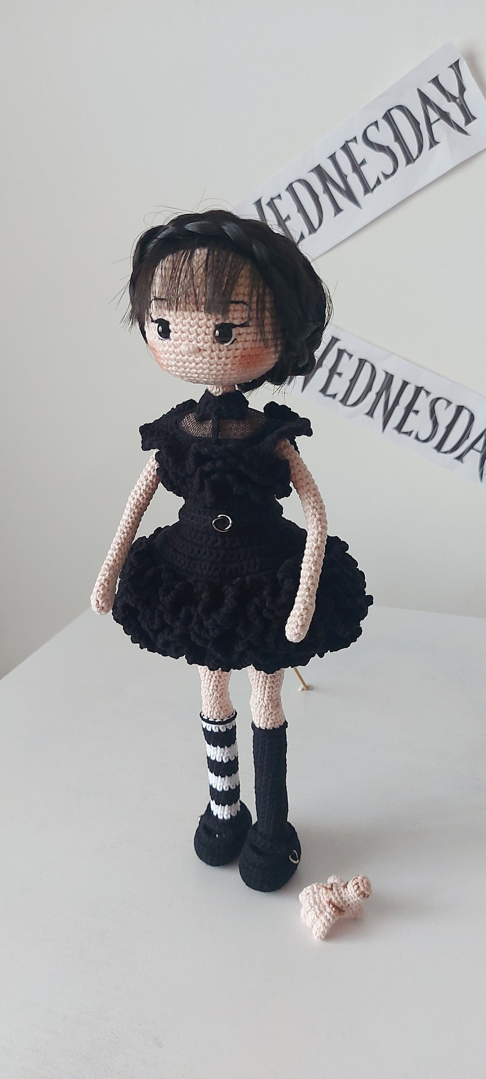 Crochet Wednesday Addams Doll, Amigurumi Wednesday With Thing - Etsy