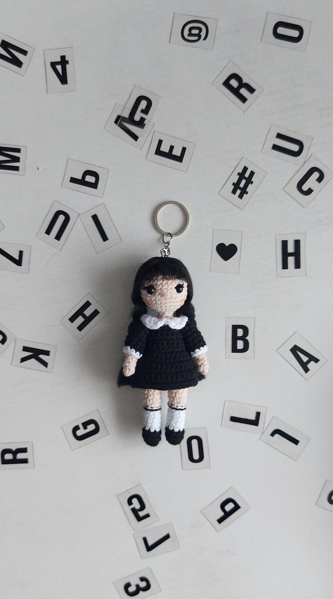 Crochet Wednesday Keychain, Amigurumi Wednesday Doll, Mini Wednesday ...