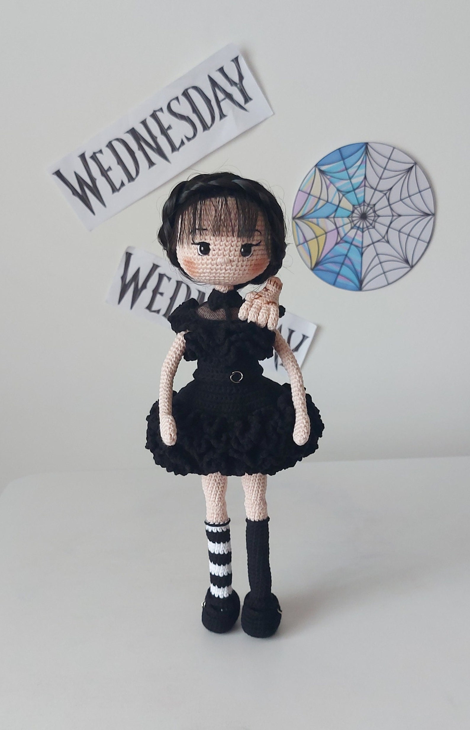 Crochet Wednesday Addams Doll, Amigurumi Wednesday With Thing - Etsy