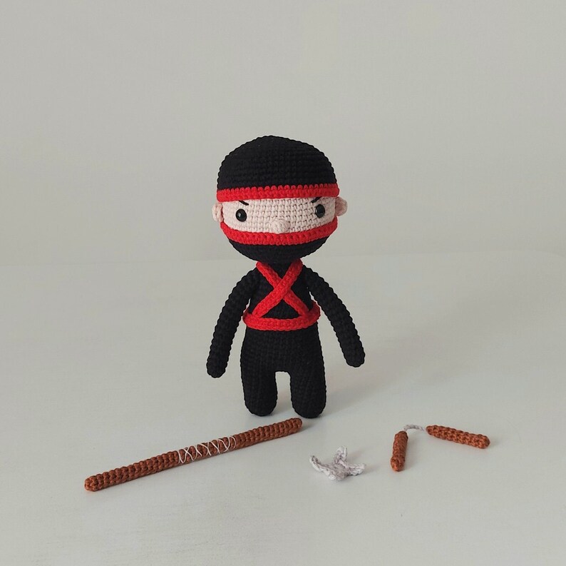 Crochet Ninja Amigurumi Doll Set, Weapons Included - Etsy