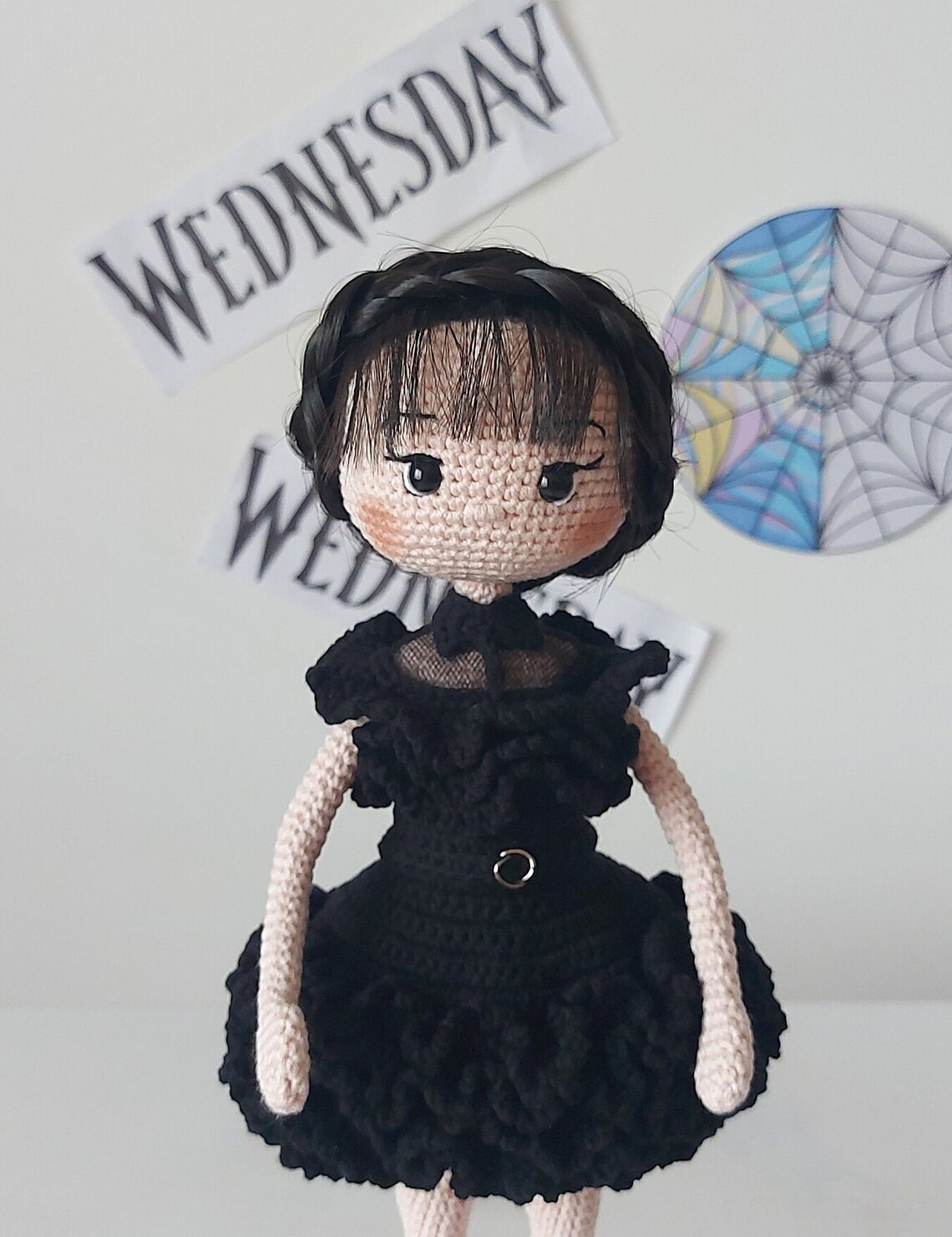Crochet Wednesday Addams Doll, Amigurumi Wednesday With Thing - Etsy
