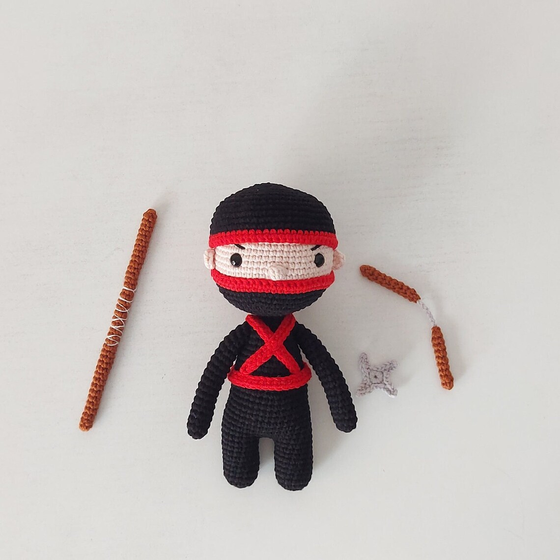 Crochet Ninja Amigurumi Doll Set, Weapons Included - Etsy