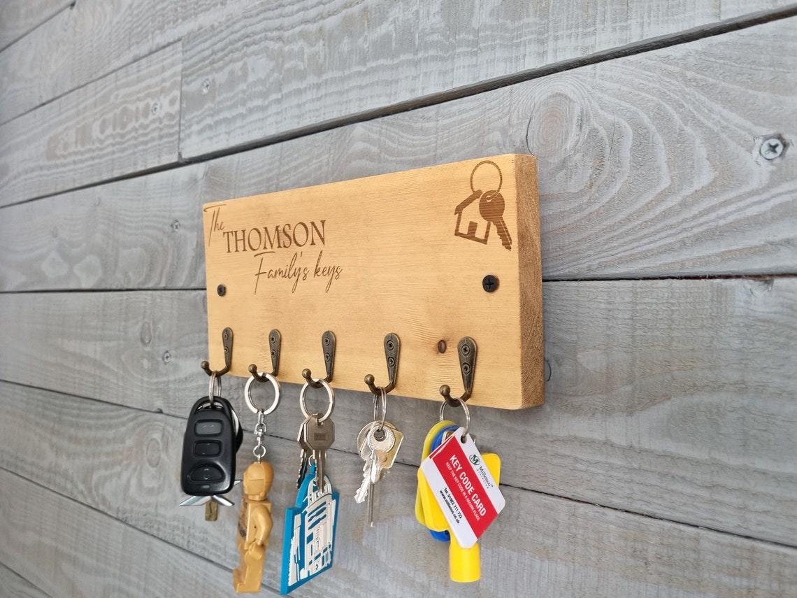 Personalised Engraved Keys Hooks / Key Holder / Key Hook for Wall ...