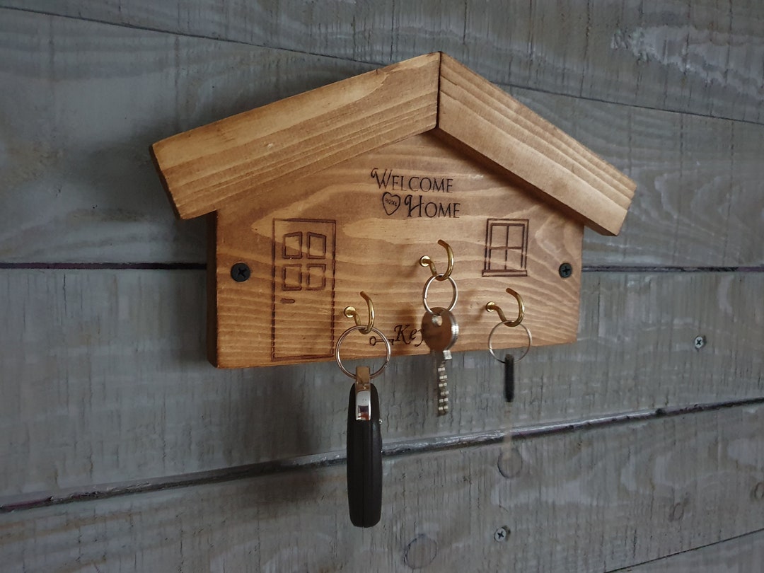 Engraved Keys Hooks / Wooden Sign / Key Holder Farmhouse / Key Hook for ...