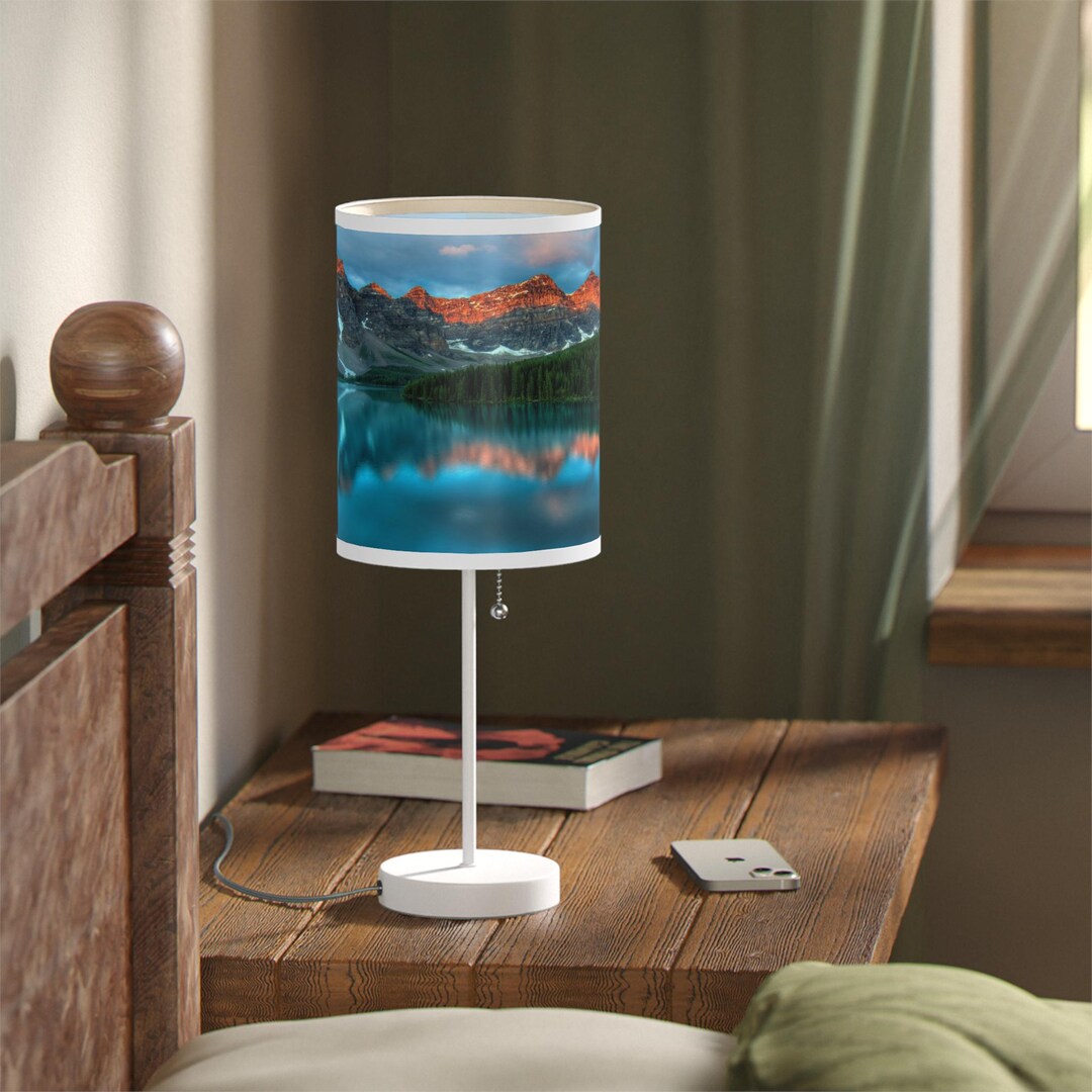 Nature Inspired Table Lamp, Perfect for Home Decor Scenic Mountain ...