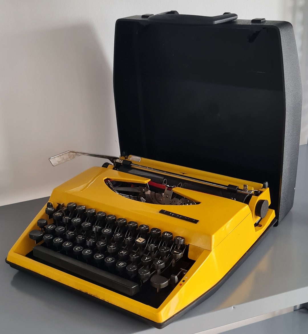 Vintage Adler Tippa Typewriter – 1970s Yellow Portable Manual With Case ...