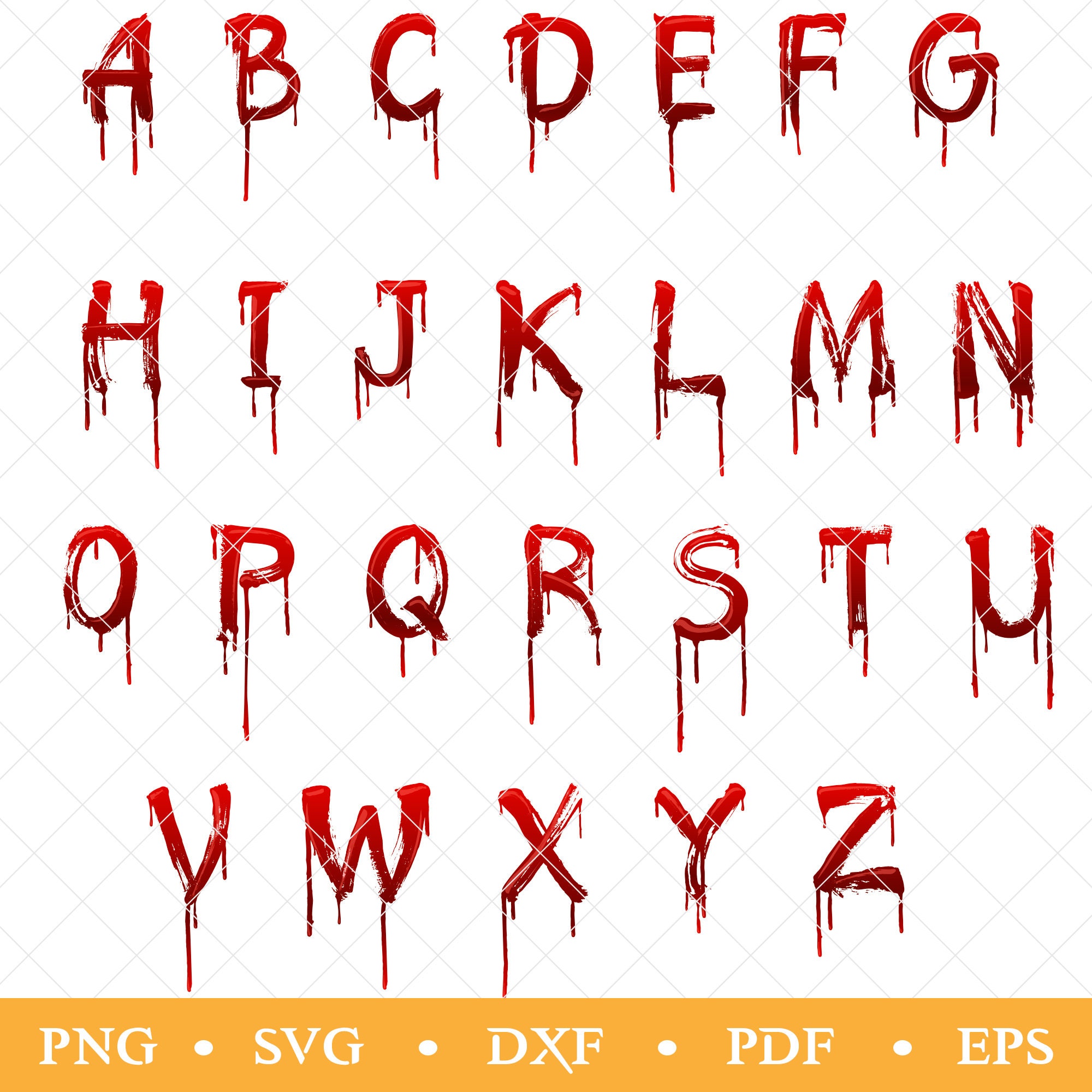Dripping Alphabet Svg, Blood Alphabet Drips Svg, Blood Fonts Svg, Blood ...