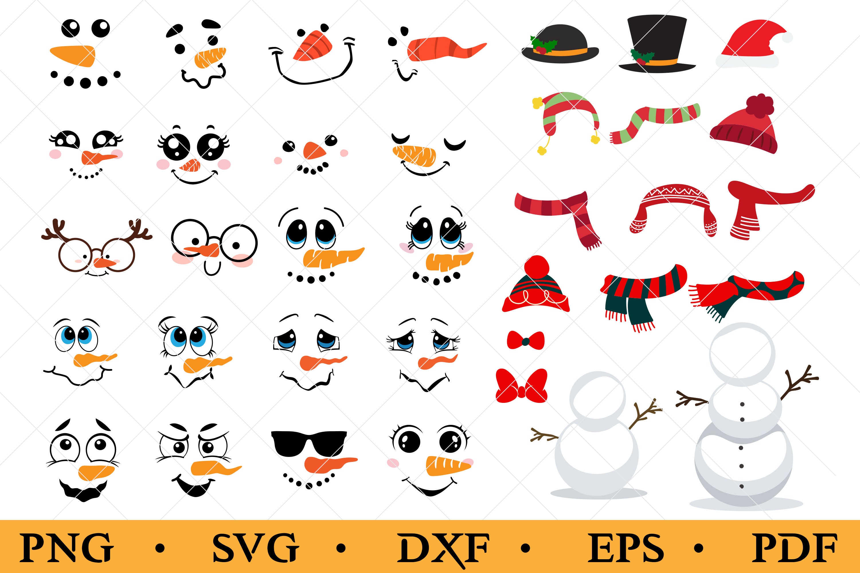 Snowman Face SVG Bundle 36 Designs, Cute Snowman Svg, Christmas Snowman ...