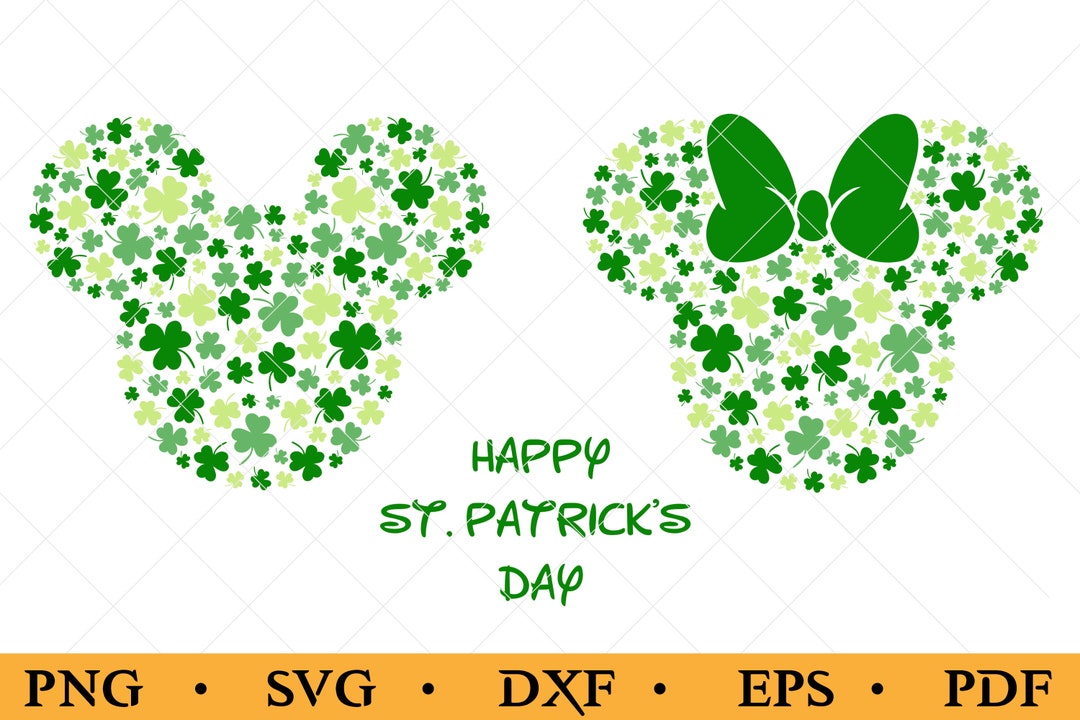 St Patricks Day Mickey Svg Png Minnie St Patricks Day Svg Three Leaf
