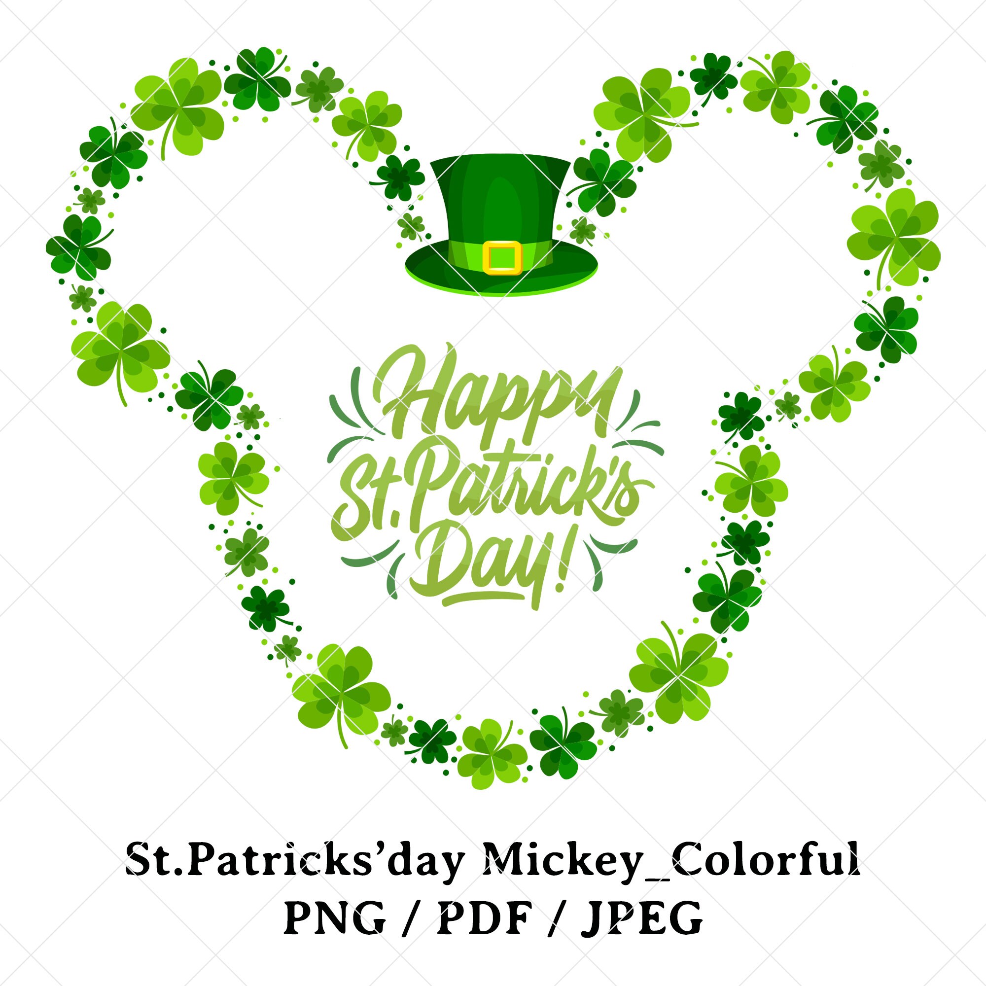 St Patricks Day Mickey Svg Png Minnie St Patricks Day Svg Three Leaf