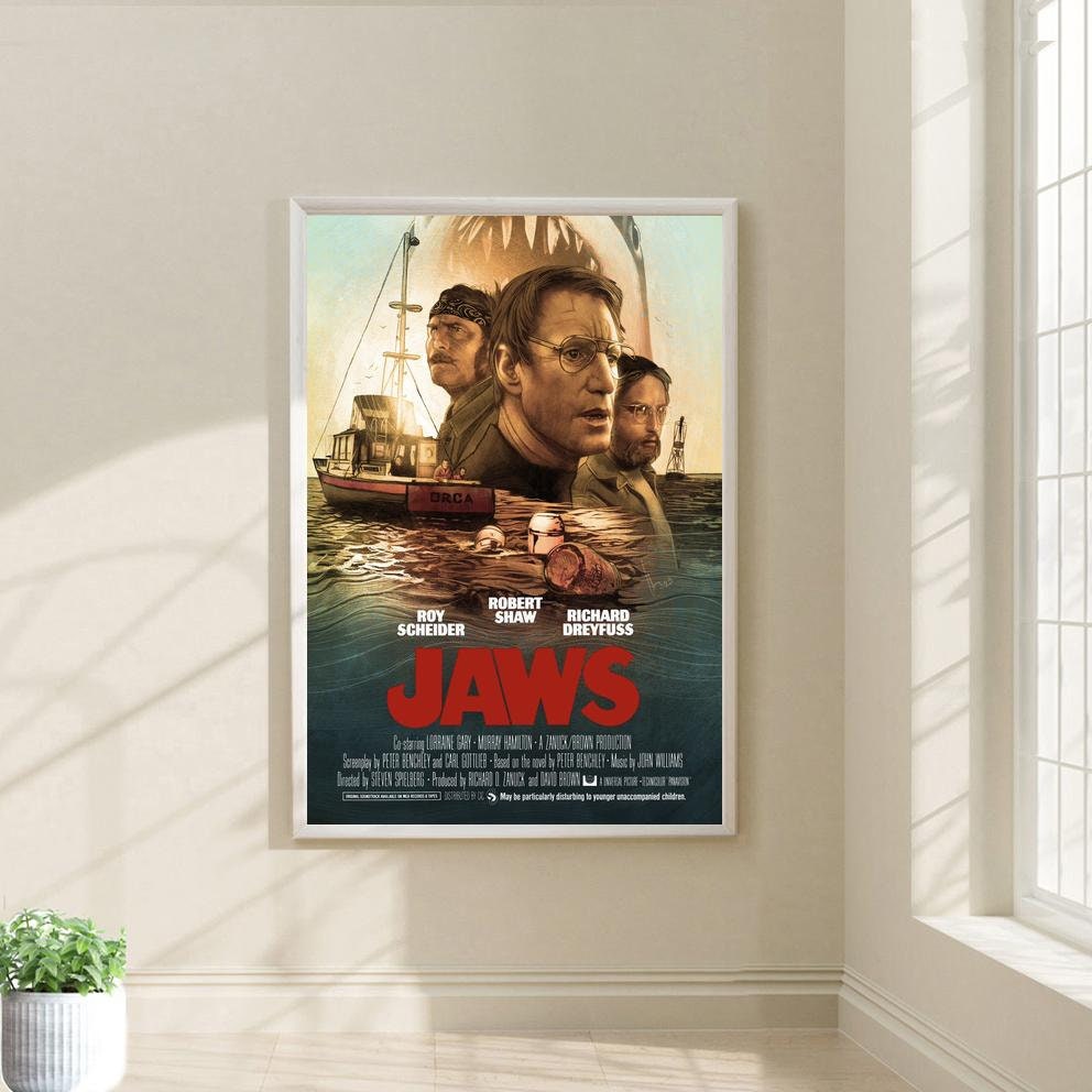 Jaws Movie Poster Film Canvas Print Wall Art Canvas for Living Room ...
