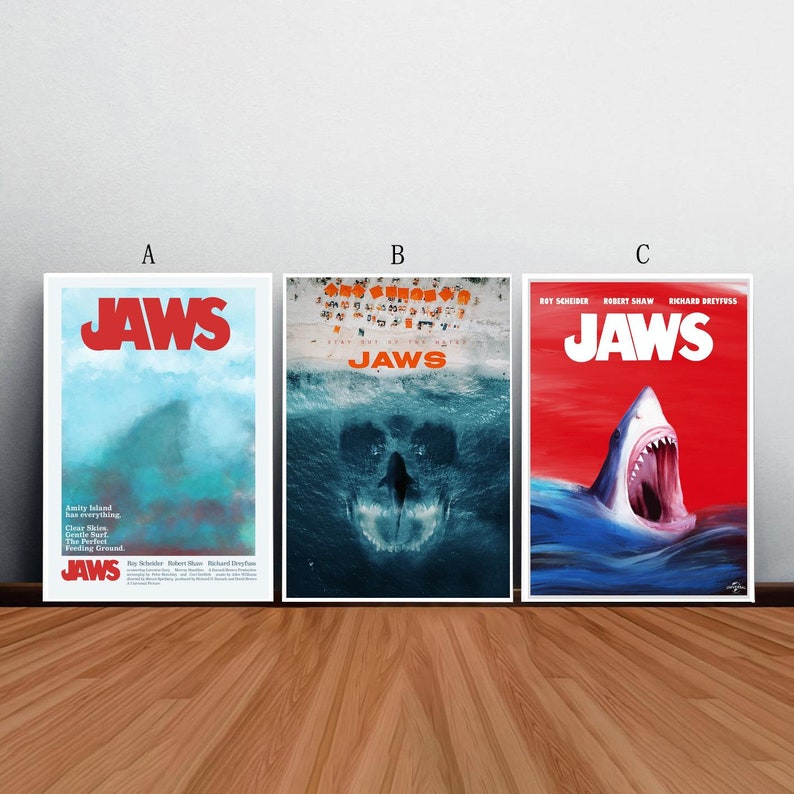 Jaws Movie Poster Film Canvas Print Wall Art Canvas for Living Room ...