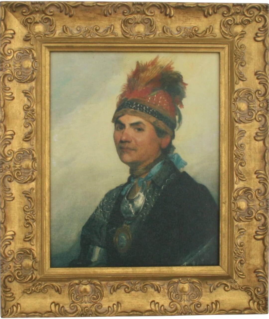 Joseph Brant Framed Oleograph / Picture . Mohawk Military and Political ...
