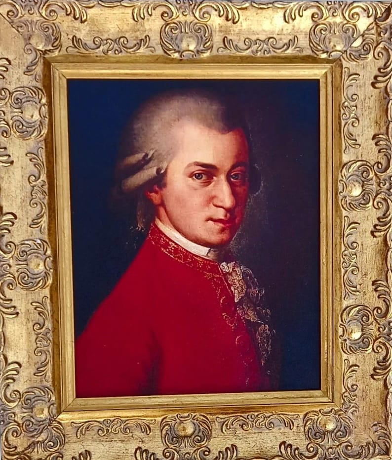 Wolfgang Amadeus Mozart Framed Picture, Oleograph, Austrian Composer of ...