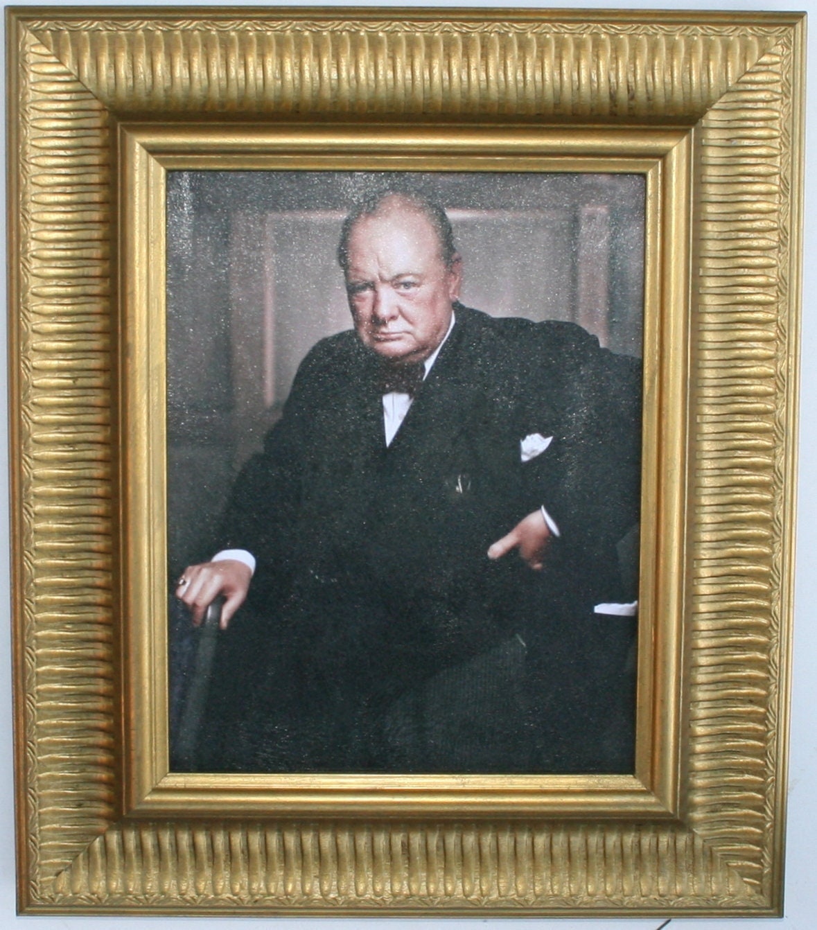 Sir Winston Churchill Framed Picture Oleograph British - Etsy