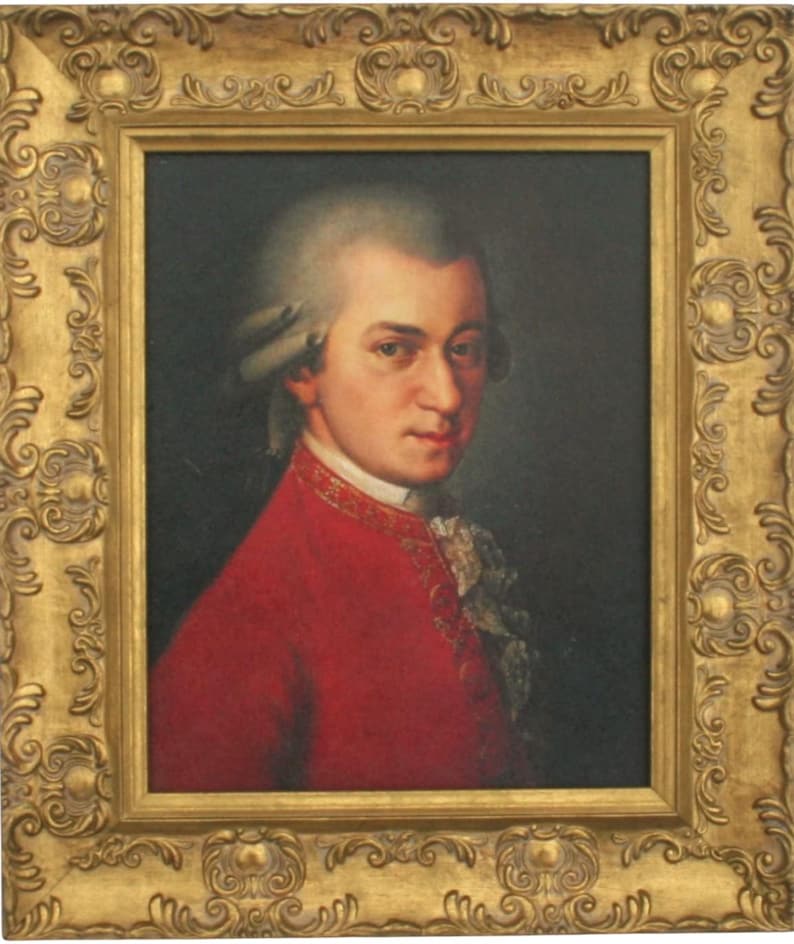 Wolfgang Amadeus Mozart Framed Picture, Oleograph, Austrian Composer of ...