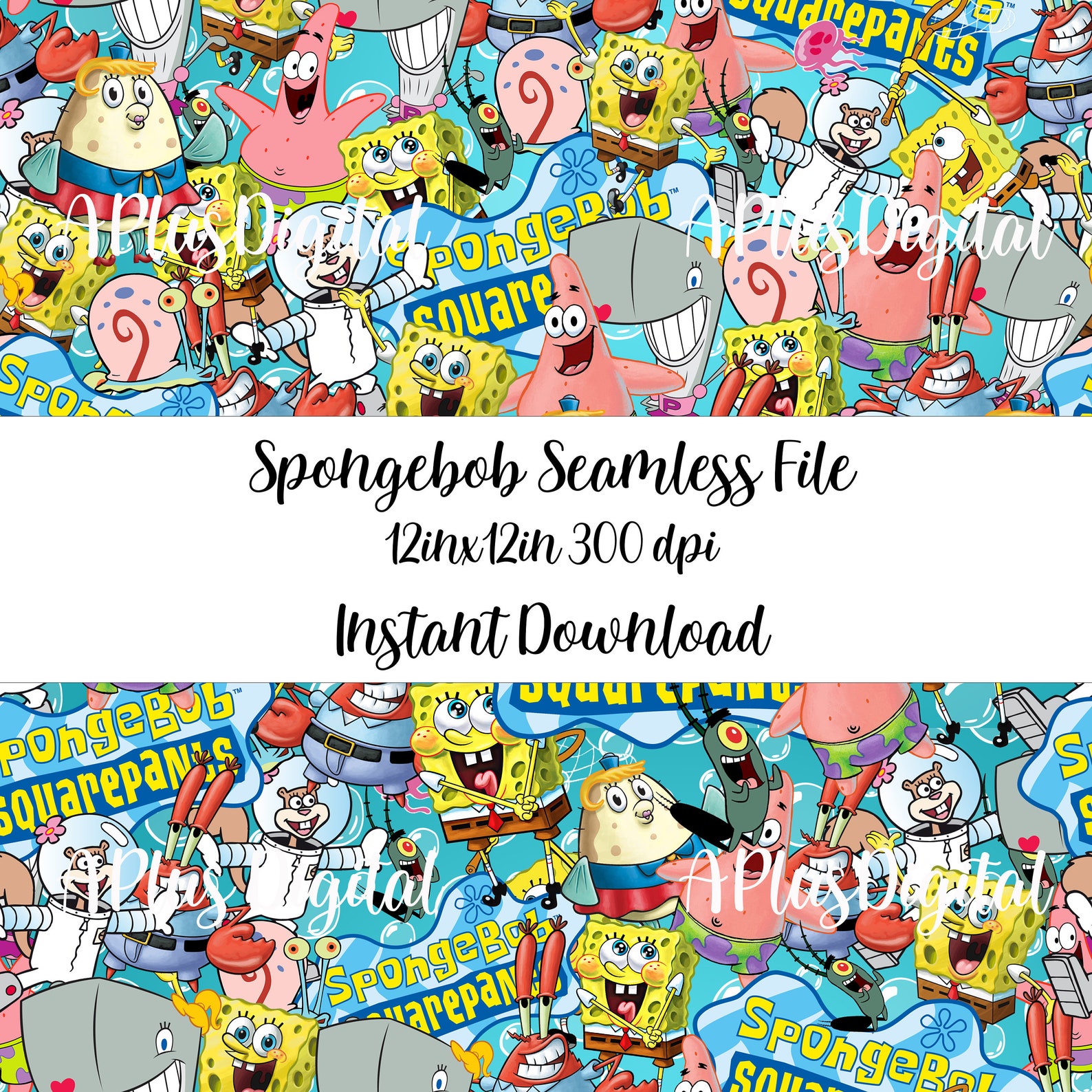 Spongebob Digital Seamless Pattern Jpg File | Etsy