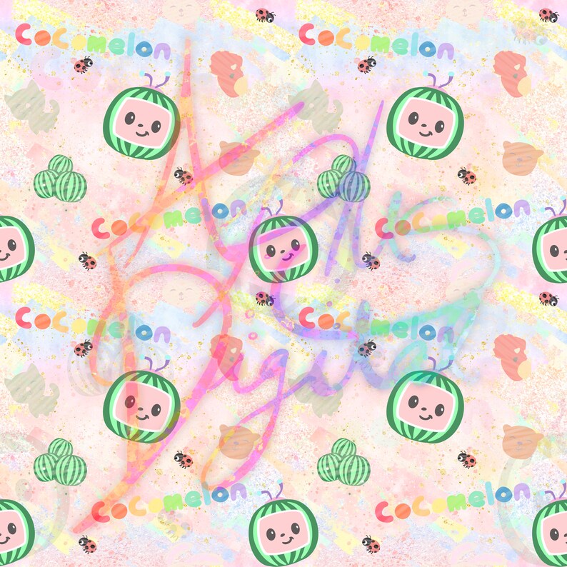 Coco Melons Pastel Rainbow Hand Drawn Digital Seamless Pattern - Etsy