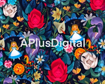 Alice in Wonderland Seamless Repeat Pattern. Digital Paper. - Etsy