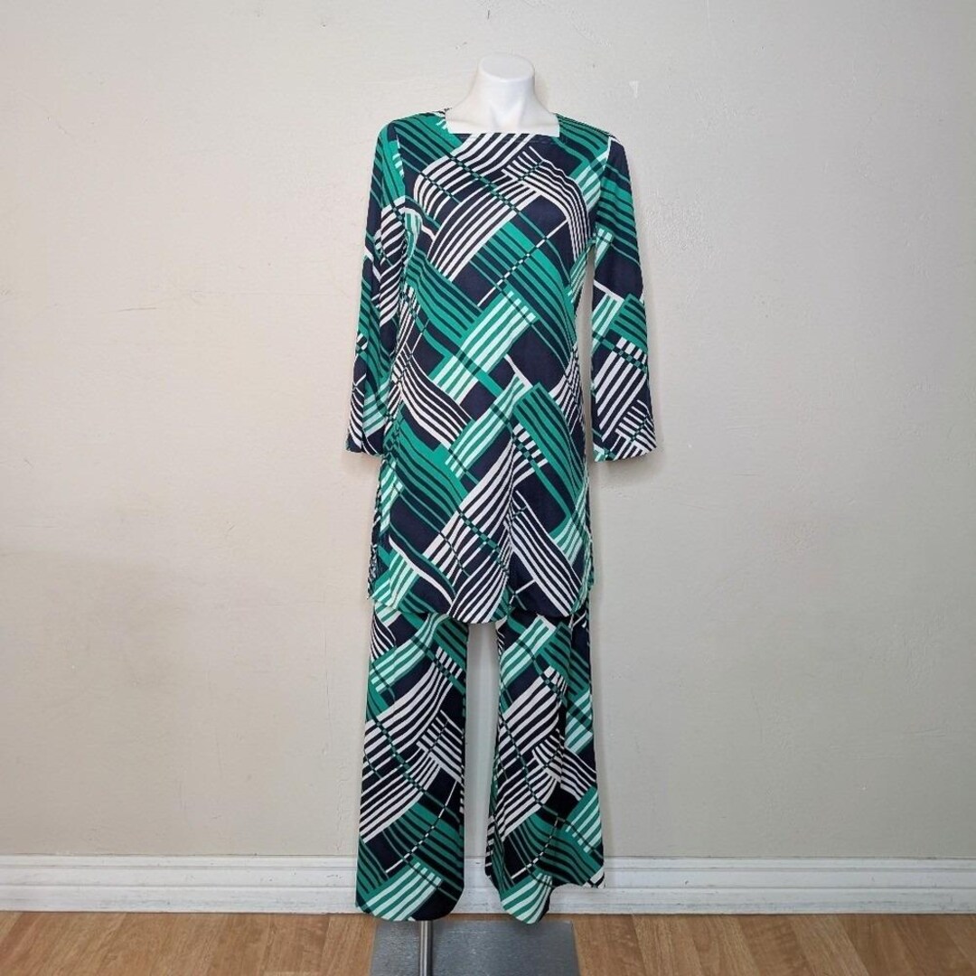 Vintage Edith Flagg for I. Magnin Super 70s Wide Leg Pant Set Tunic and ...