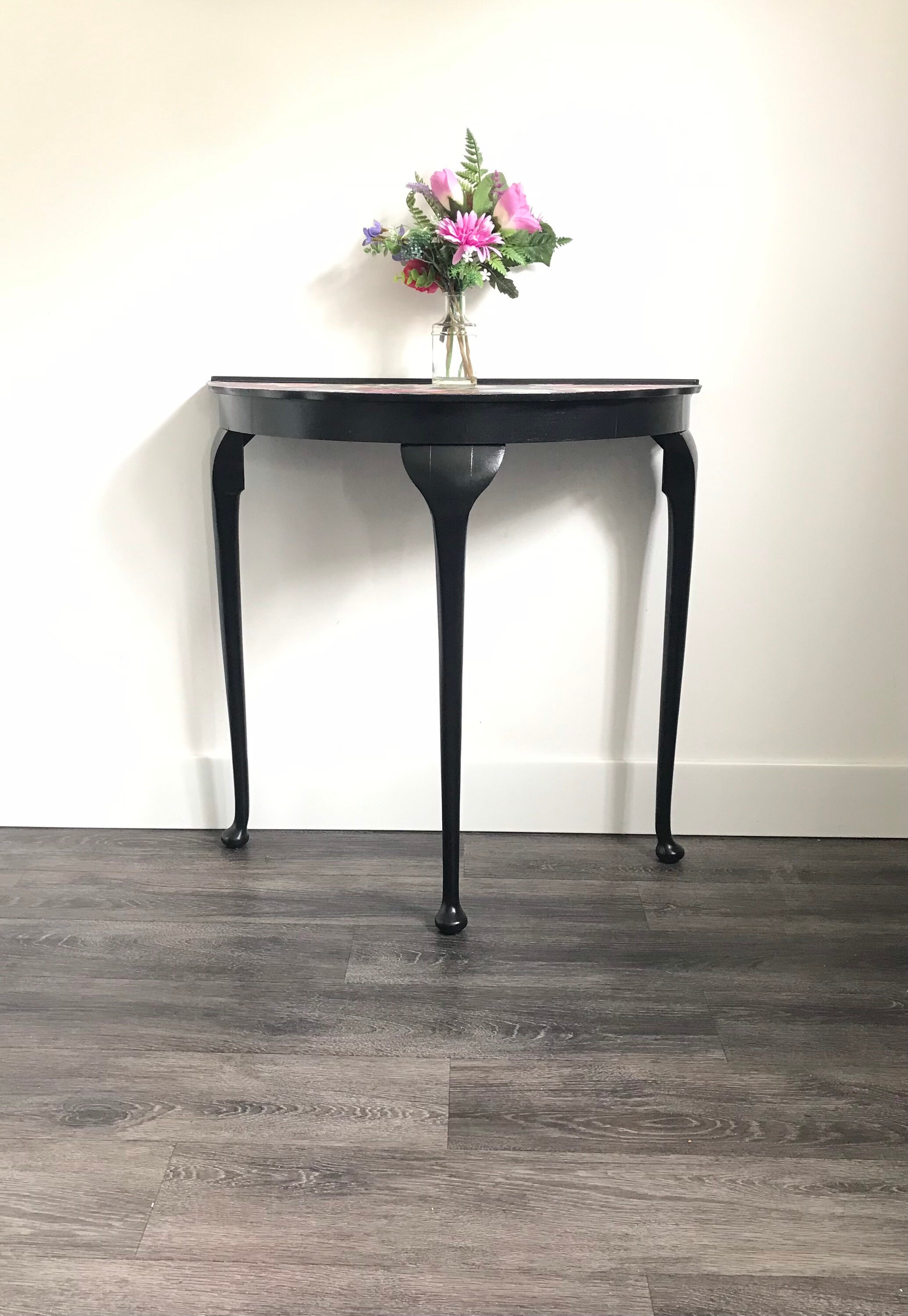 Vintage Half Moon Console Table Hand Painted in Black With | Etsy UK