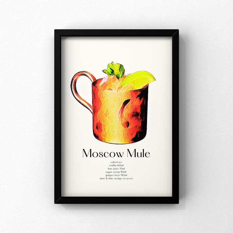 Moscow Mule Poster Instant Download | Cocktail Print | Moscow Mule ...