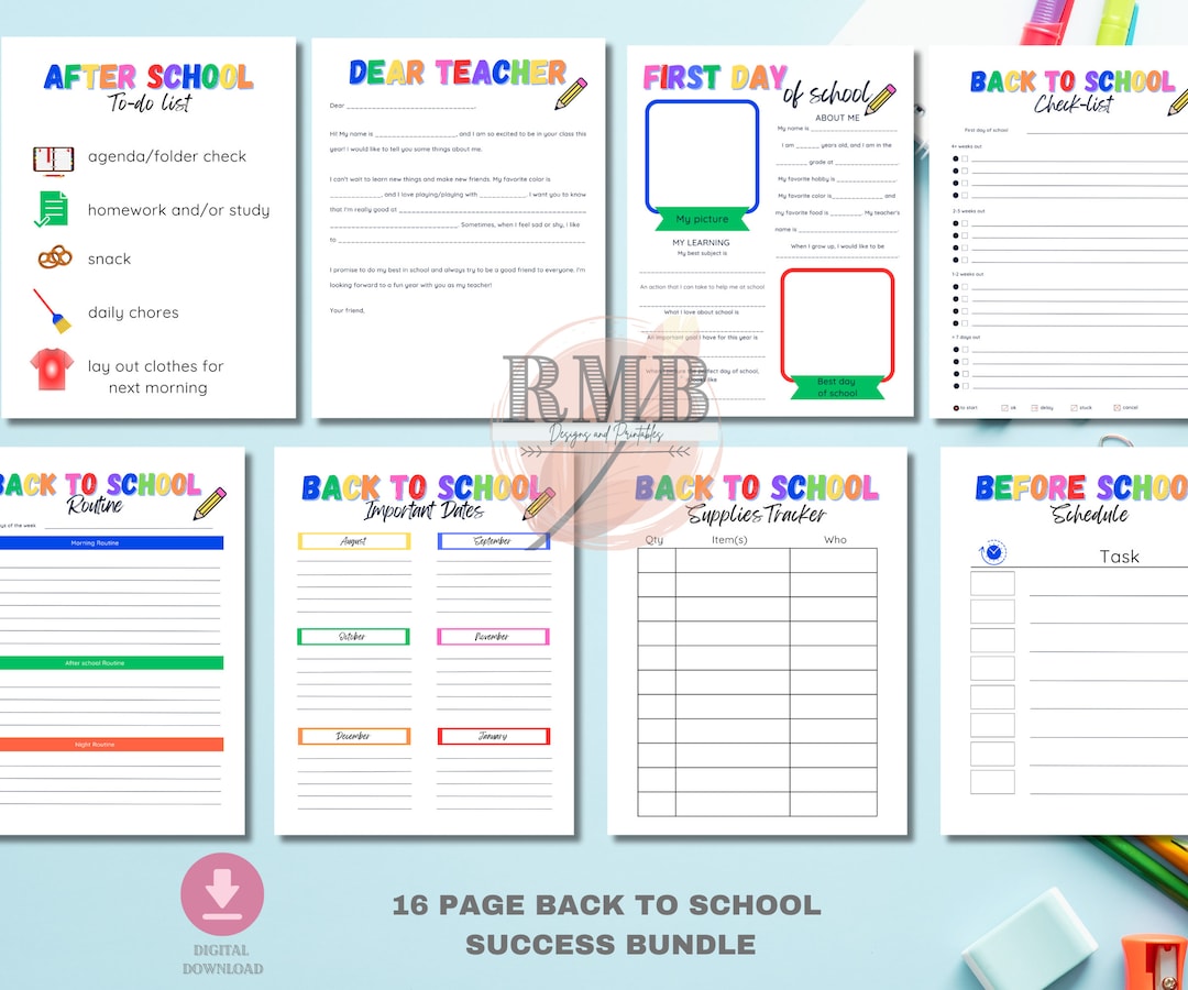 Printable Back-to-school Checklist, Editable Routine Chart, Teacher ...