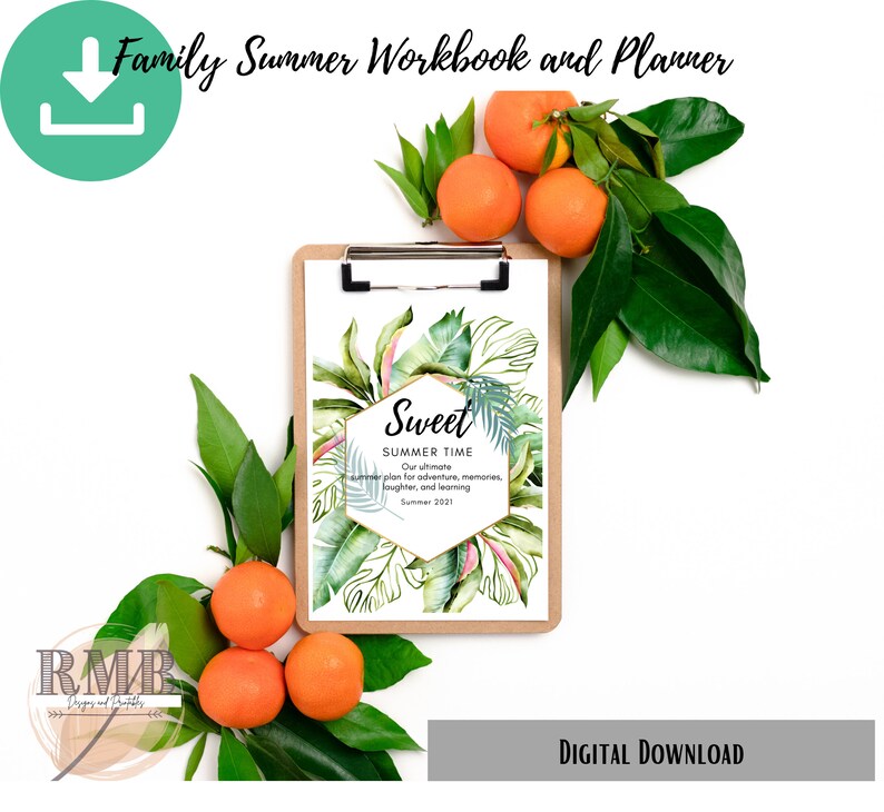 Printable Family Summer Planner and Workbook: Tropical Theme, Travel ...