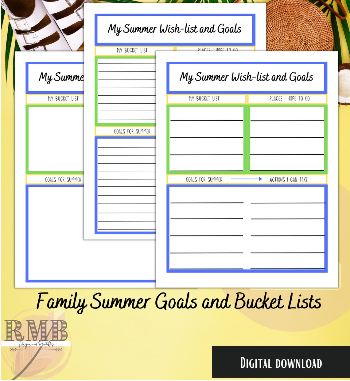 Printable Family Summer Bucket List Planner: Daily Routines, Monthly ...