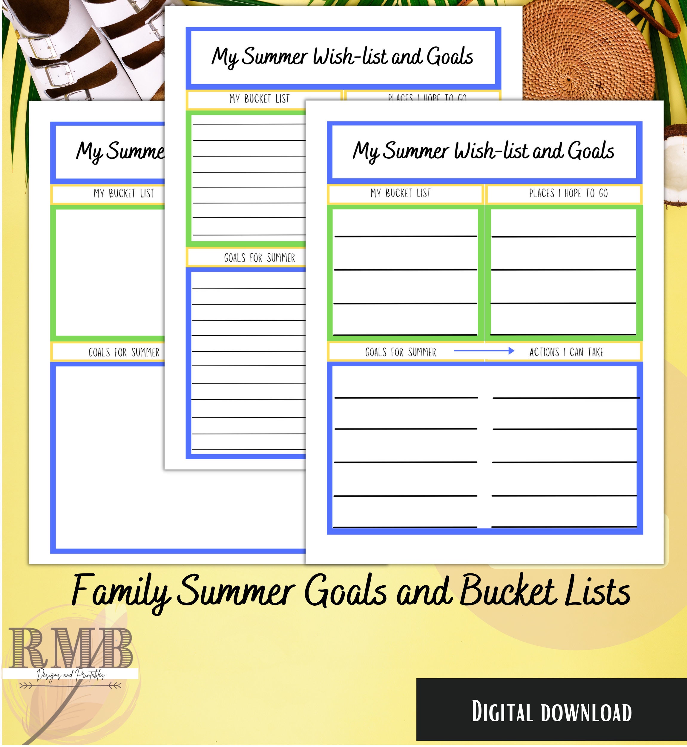 Printable Family Summer Bucket List Planner: Daily Routines, Monthly ...
