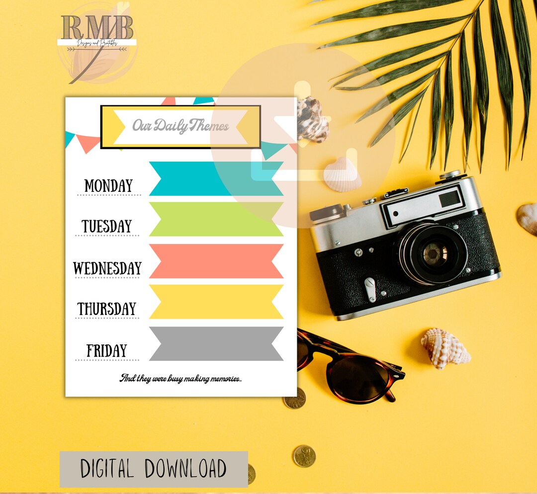 Printable Daily Theme Template: Themed Activities for Summer Routines ...