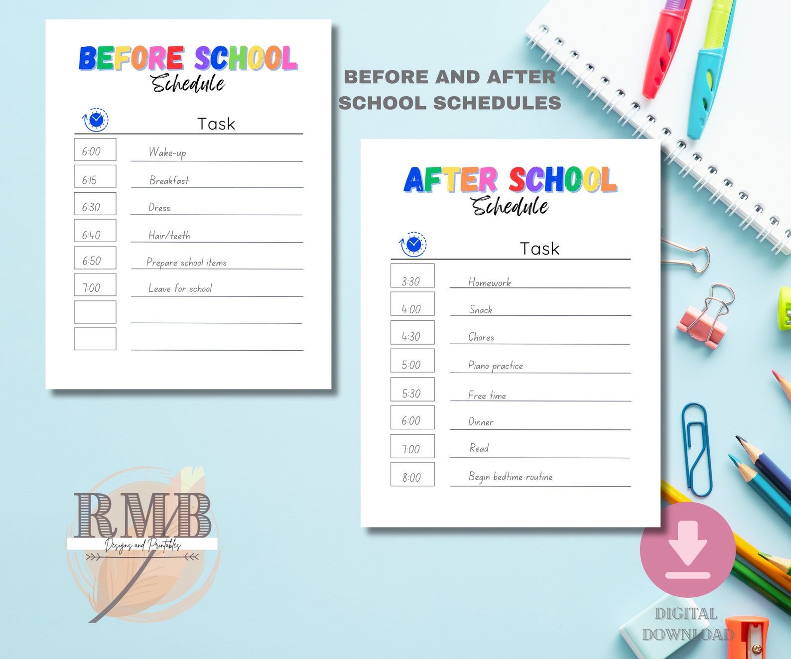 Printable Back-to-school Checklist, Editable Routine Chart, Teacher ...
