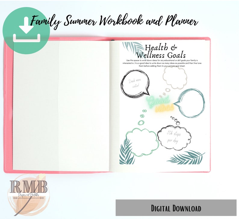 Printable Family Summer Planner and Workbook: Tropical Theme, Travel ...