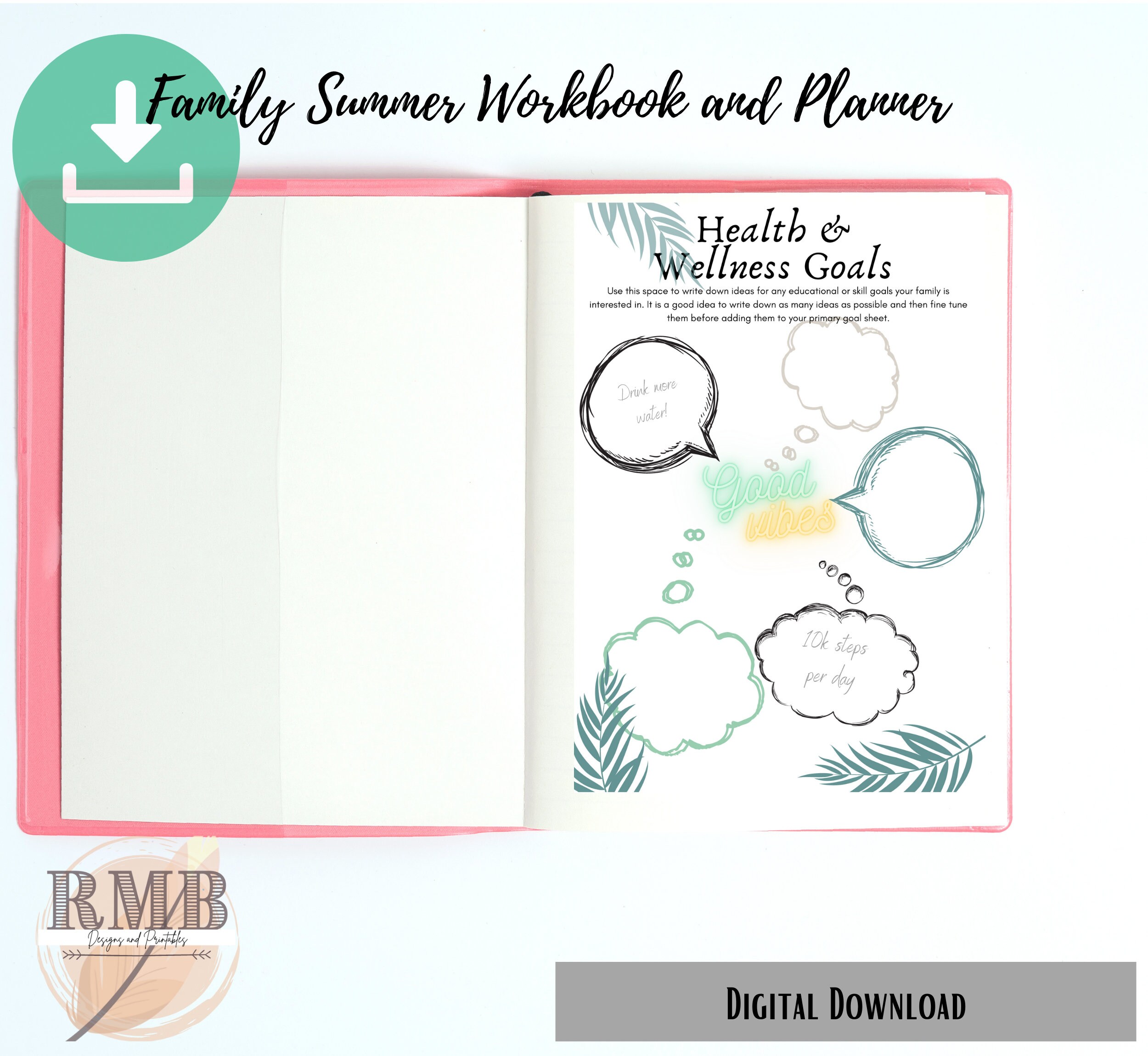 Printable Family Summer Planner and Workbook: Tropical Theme, Travel ...