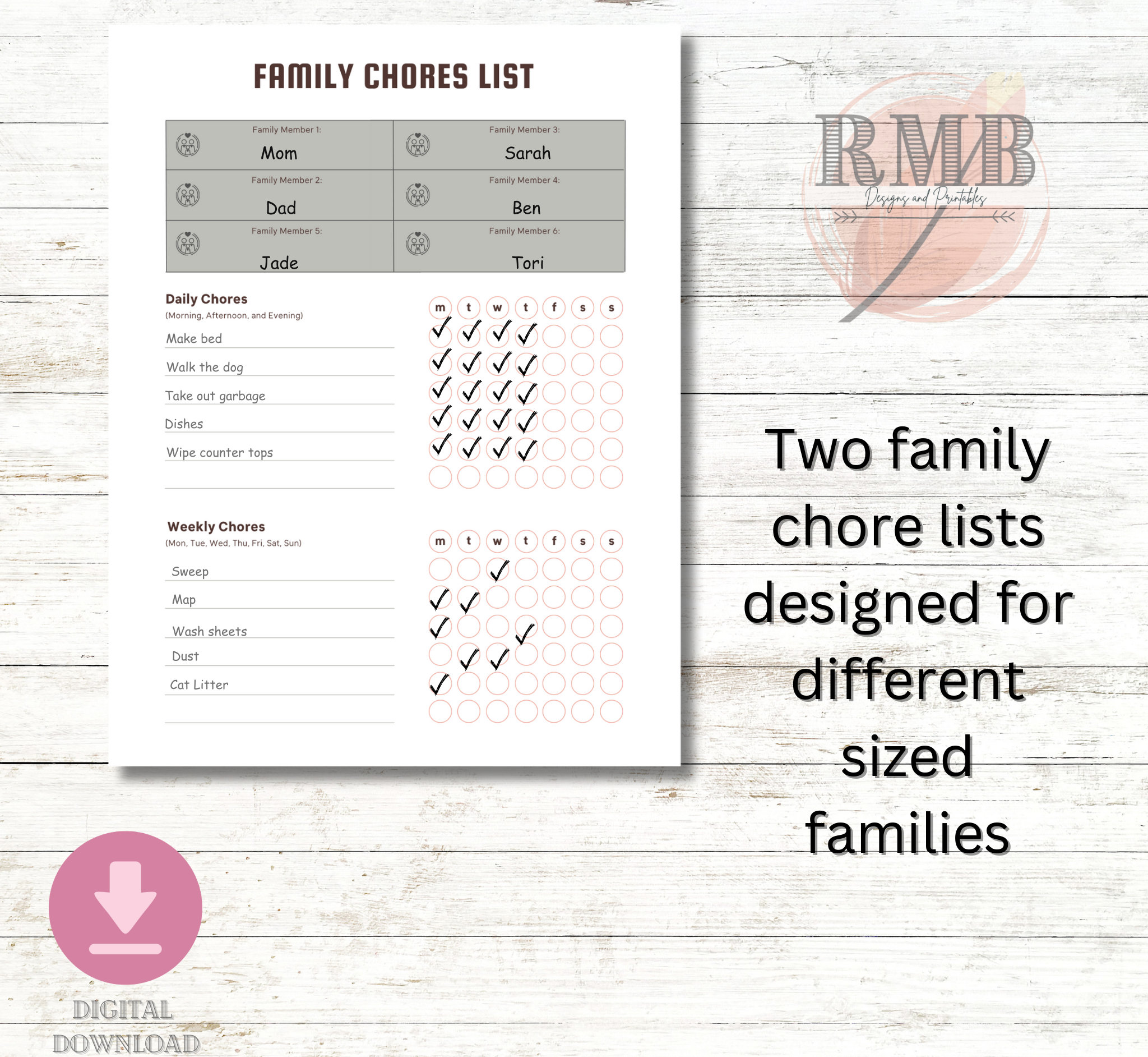 Family Chore Chart Workbook, Family Chore Guide, Family Cleaning ...