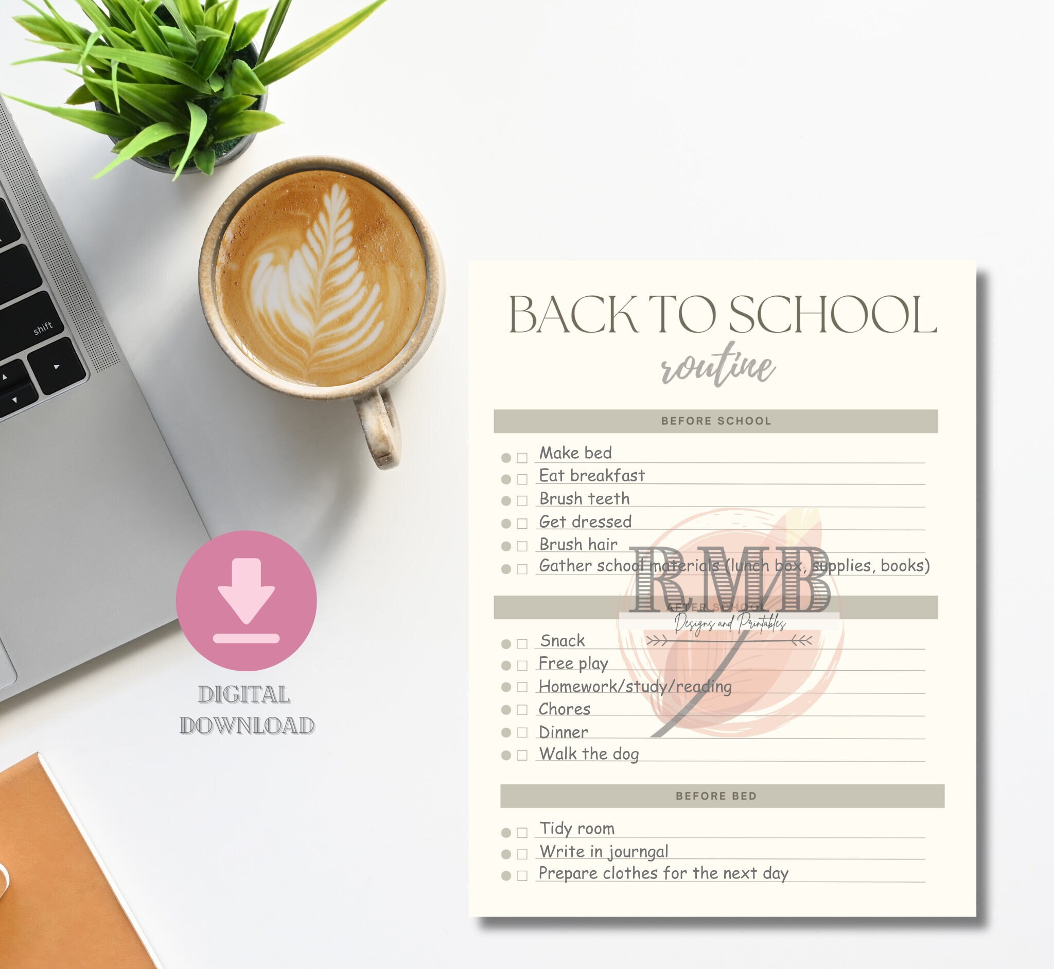 Printable Back-to-school Checklist, Editable Routine Chart, Teacher ...