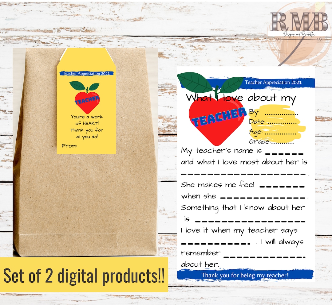 Teacher Appreciation Print Cards and Gift or Candle Tags, Apple ...