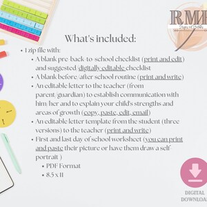 Printable Back-to-school Checklist, Editable Routine Chart, Teacher ...