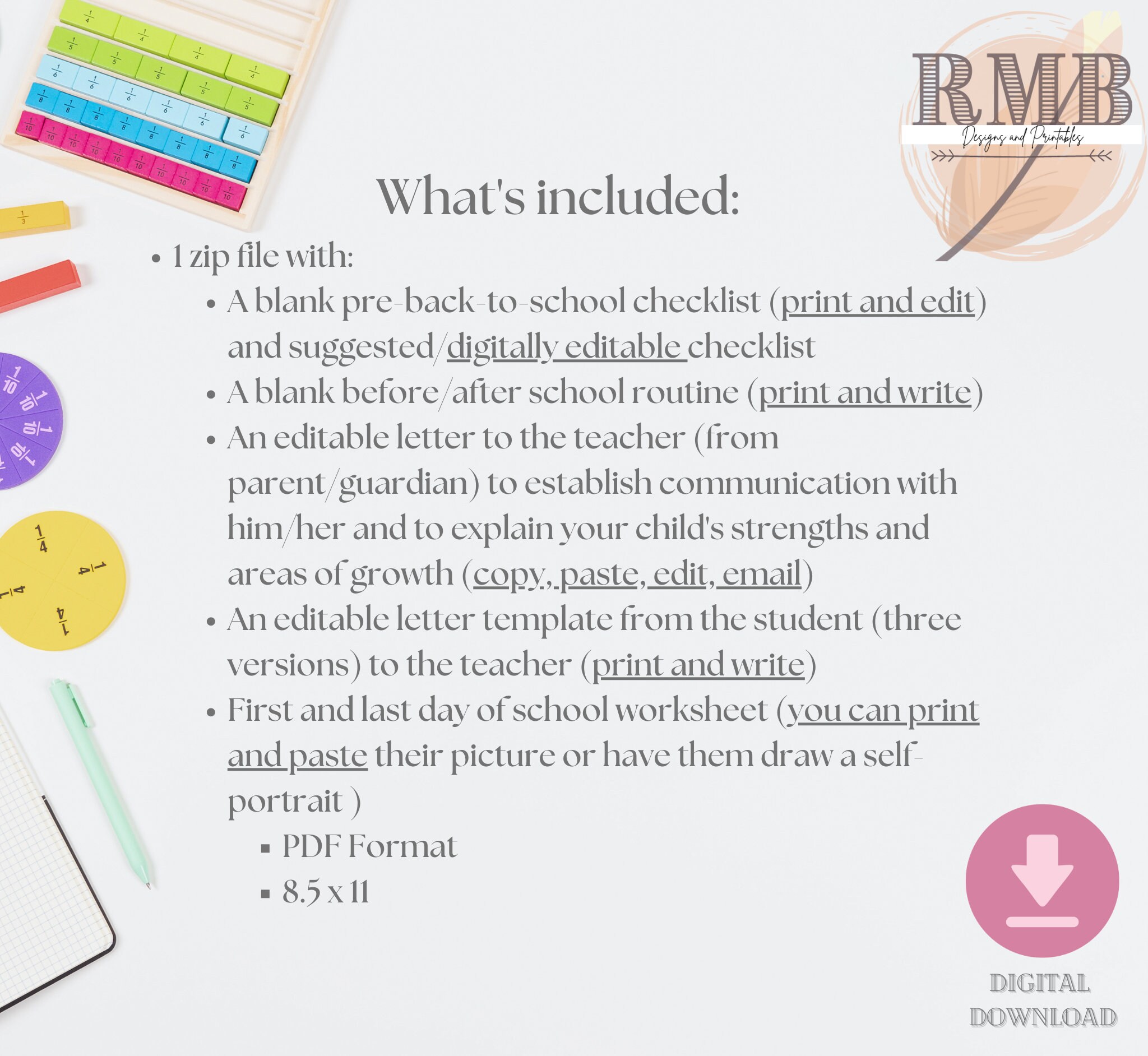 Printable Back-to-school Checklist, Editable Routine Chart, Teacher ...