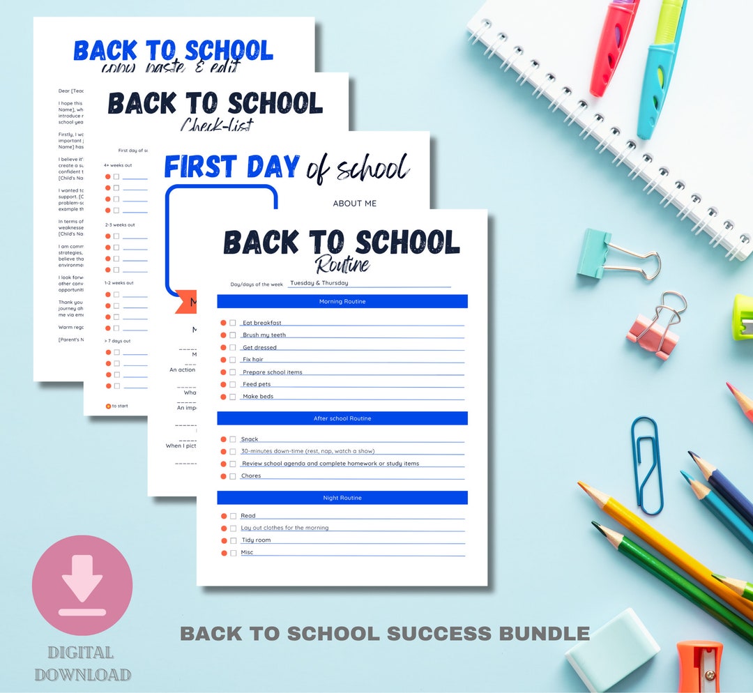 Printable Back-to-school Checklist, Editable Routine Chart, Teacher ...
